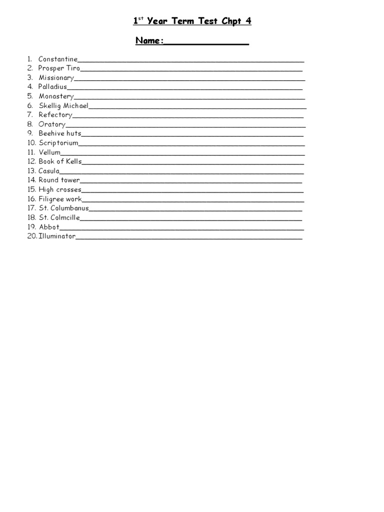 1st Year Term Test: Chapter 4 Review | PDF | Wellness
