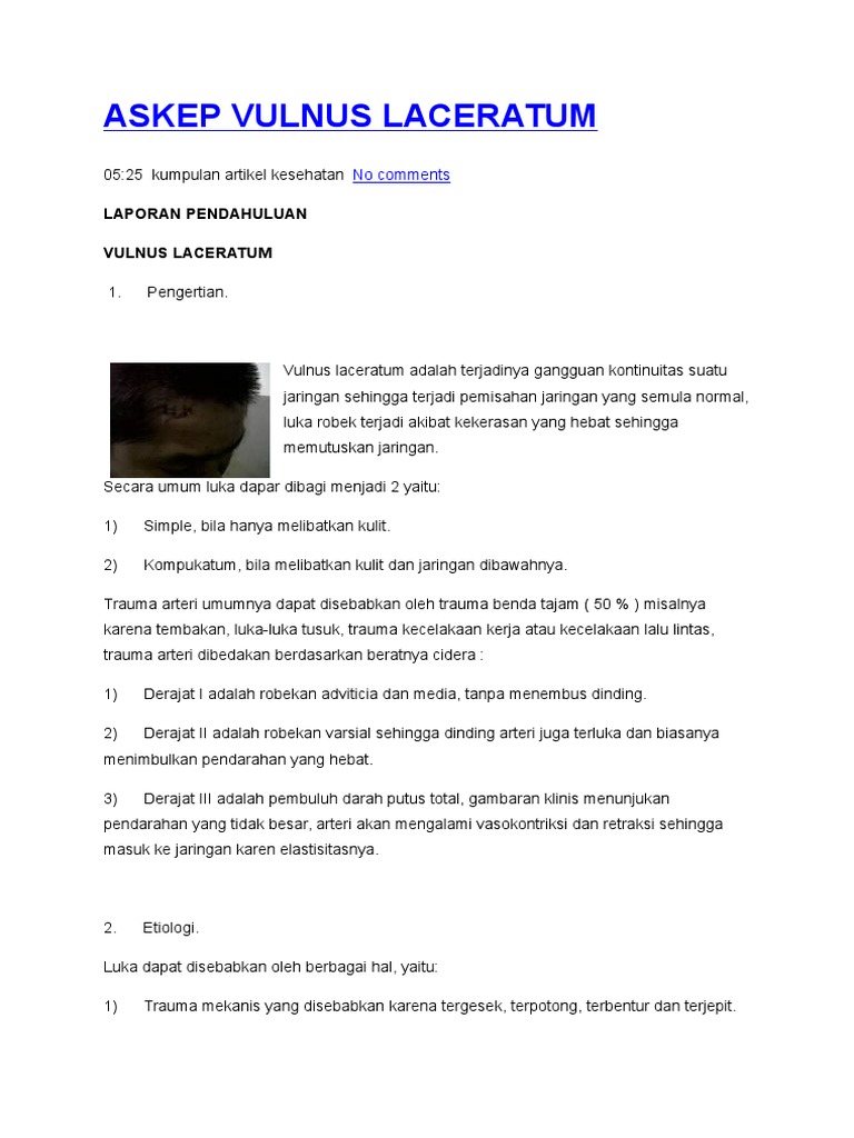 Asuhan Keperawatan Vulnus Laceratum | PDF | Dewasa Muda