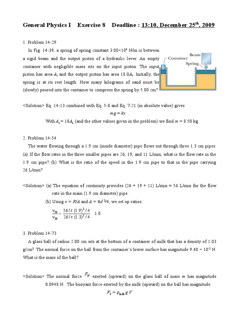 Physics Problems | PDF | Pressure | Mass