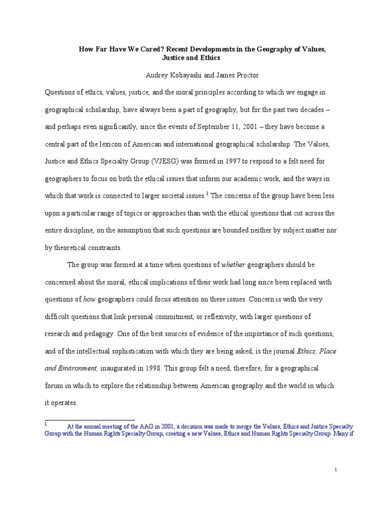 Ethics in Geography | PDF | Geography | Immanuel Kant