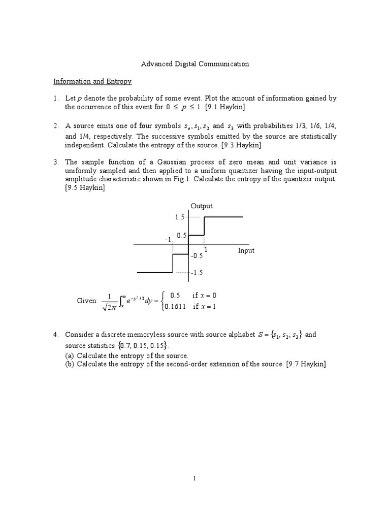 Problems Information Theory | PDF | Signal To Noise Ratio | Channel ...