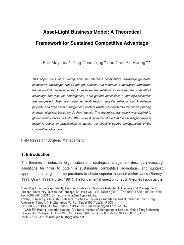 Asset Light Model | Download Free PDF | Revenue | Profit (Accounting)