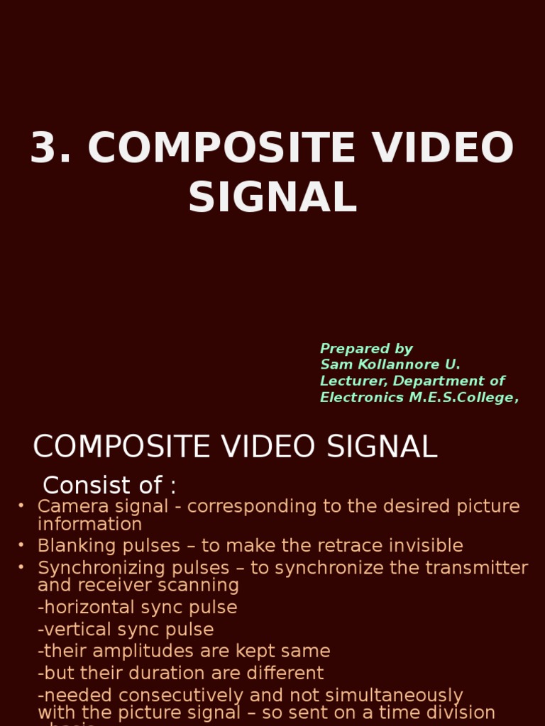 Composite Video Signal Overview | PDF | Video | Computer Engineering