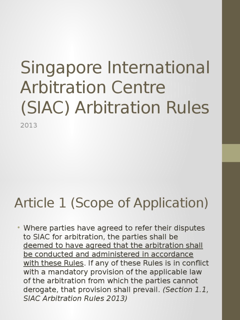 SIAC Arbitration Rules 2013 Overview | PDF | Arbitral Tribunal ...