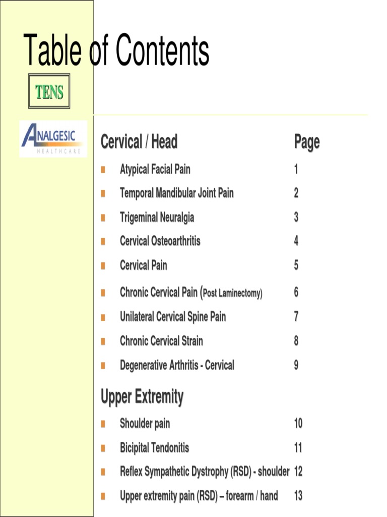TENS Protocol Book | PDF | Myofascial Trigger Point | Elbow