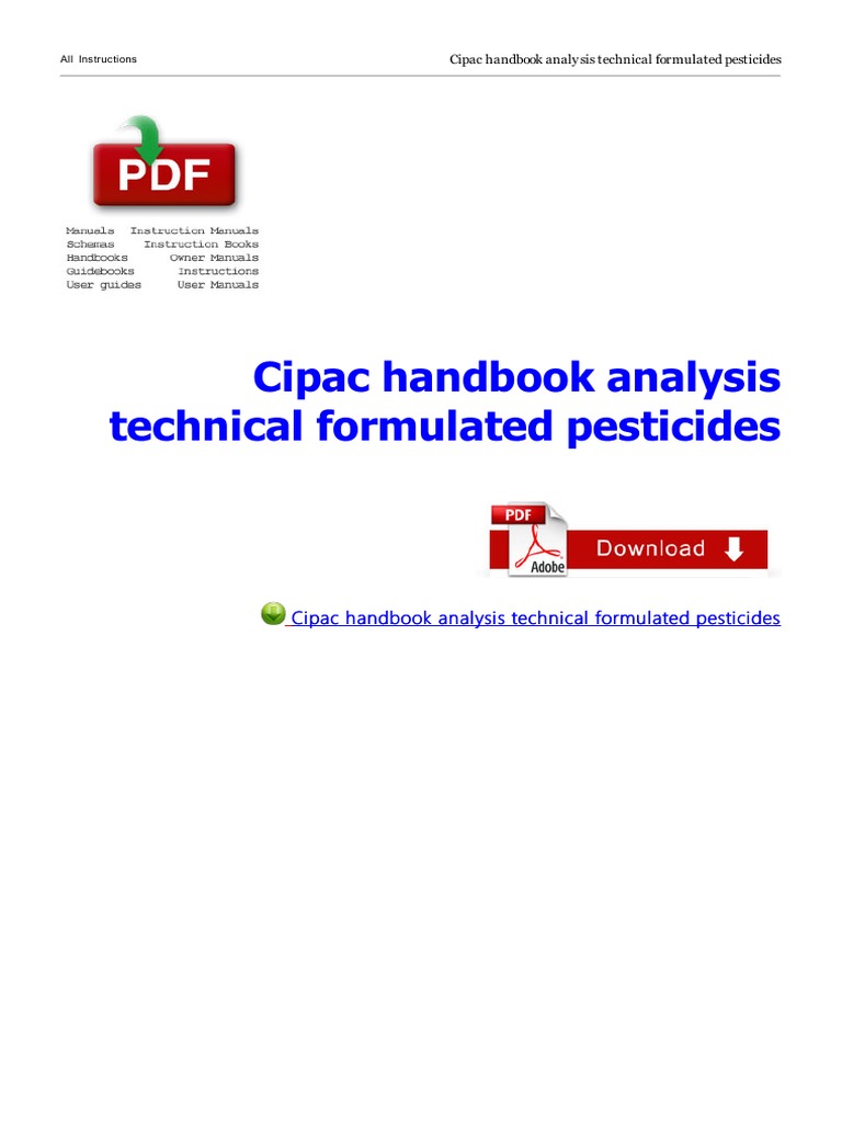 Cipac Handbook Analysis Technical Formulated Pesticides | Pesticide ...