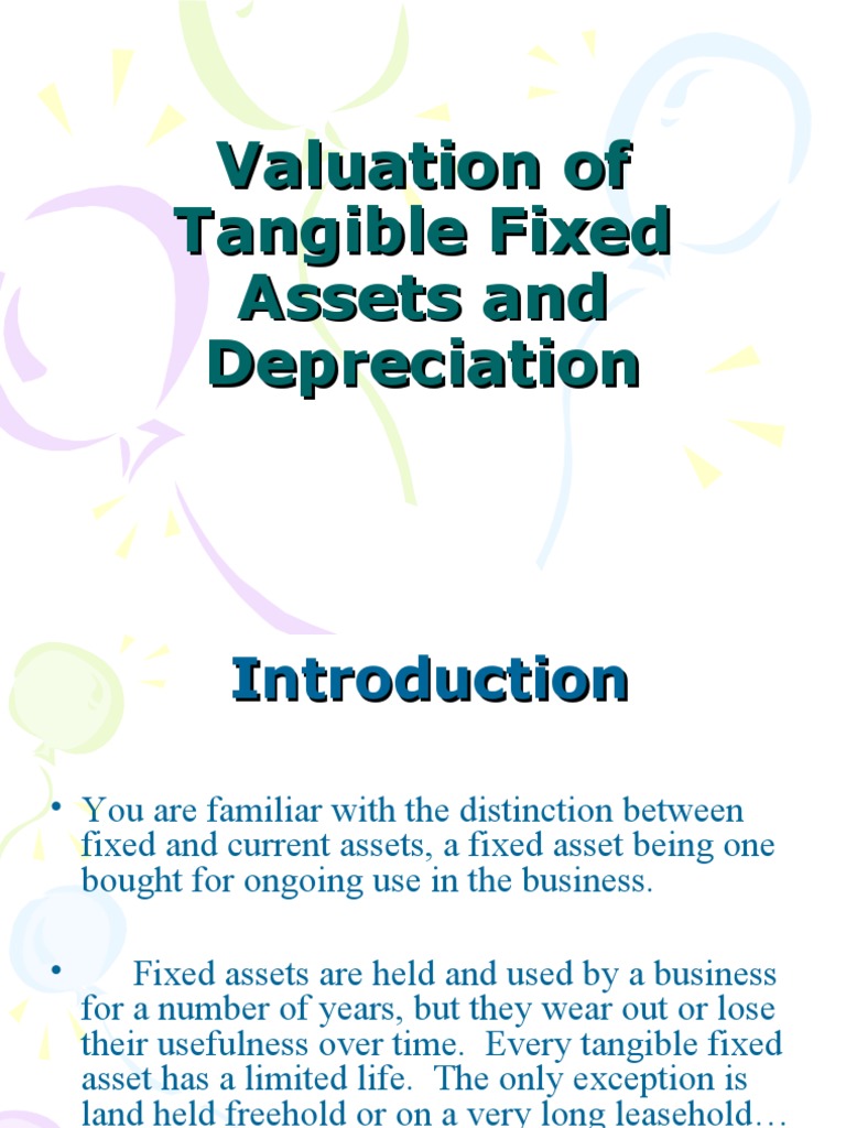 Valuation of Tangible Fixed Assets and Depreciation | PDF ...