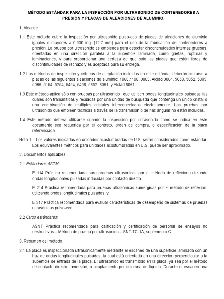 SB-548 (Astm B 548-76) | PDF | Ultrasonido | Reflexión (Física)