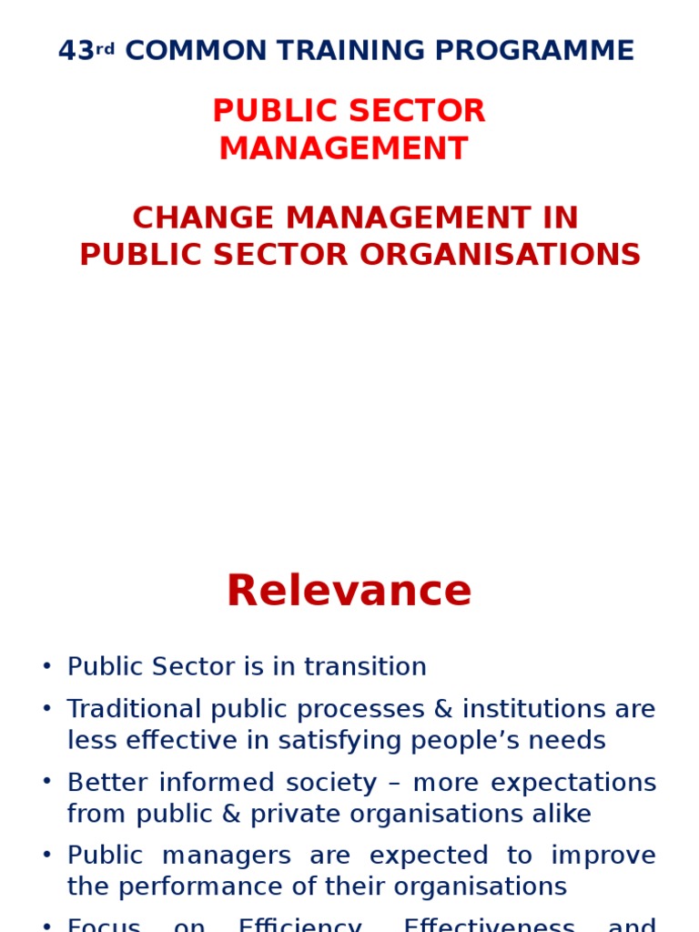Public Sector Change Management | PDF | Institution | Public Sphere