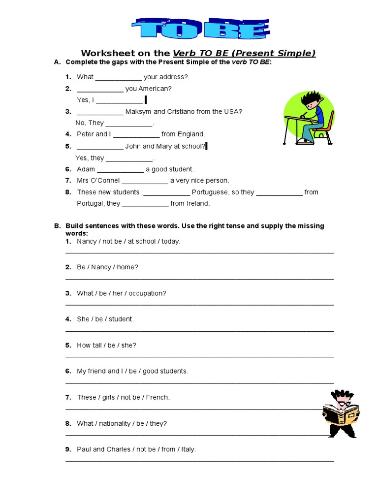 Present Simple Verb "To Be" Worksheet | PDF | Language Arts & Discipline