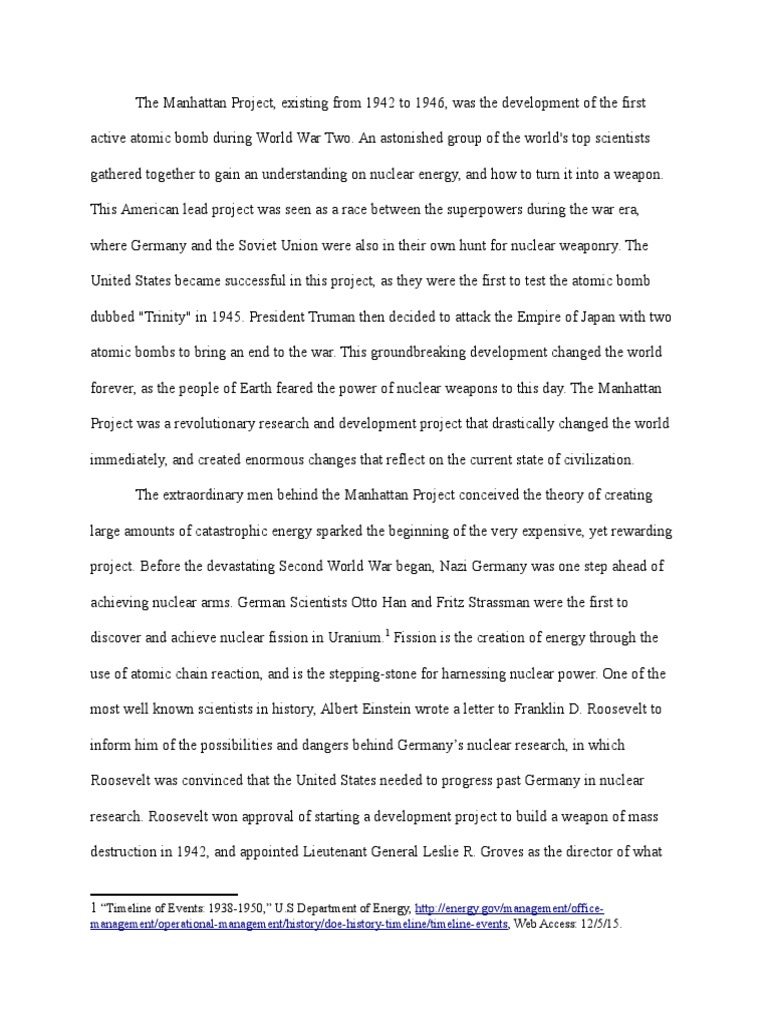 Manhattan Project Summary | PDF | Manhattan Project | Nuclear Weapons