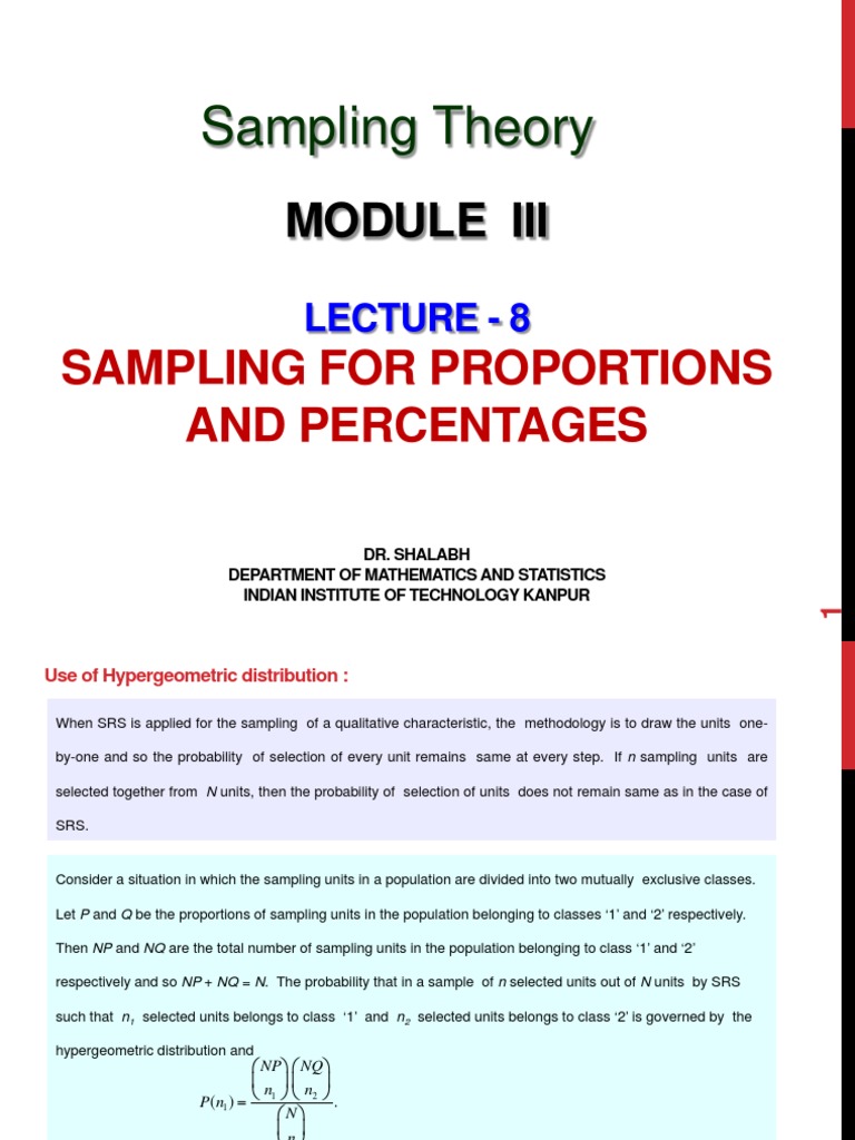 Sampling Theory: Sampling For Proportions and Percentages | PDF ...