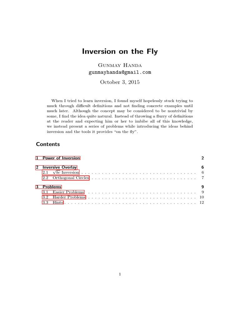 Inversion On The Fly | PDF | Triangle | Circle