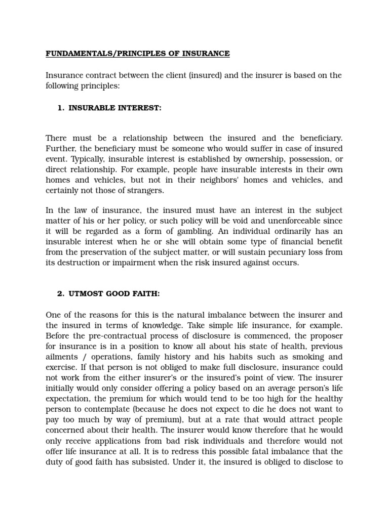 Fundamental of Insurance | PDF | Subrogation | Indemnity