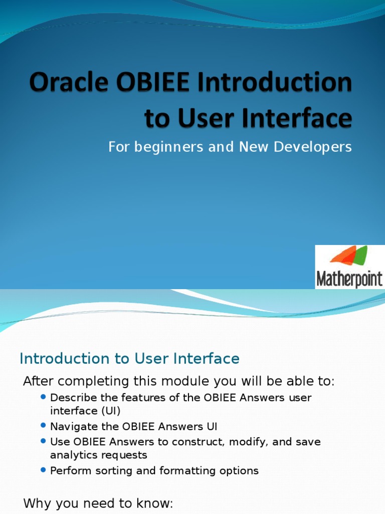 OBIEE Answers UI Guide for Beginners | PDF | User Interface | Tab (Gui)