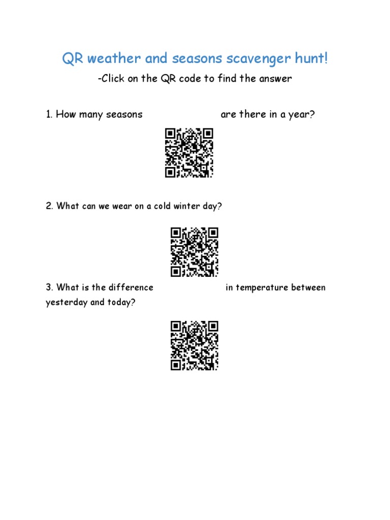 QR Code Weather Scavenger Hunt | PDF