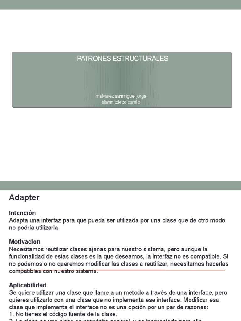 Patrones Estructurales | PDF | Objeto (informática) | Herencia (Programación Orientada a Objetos)