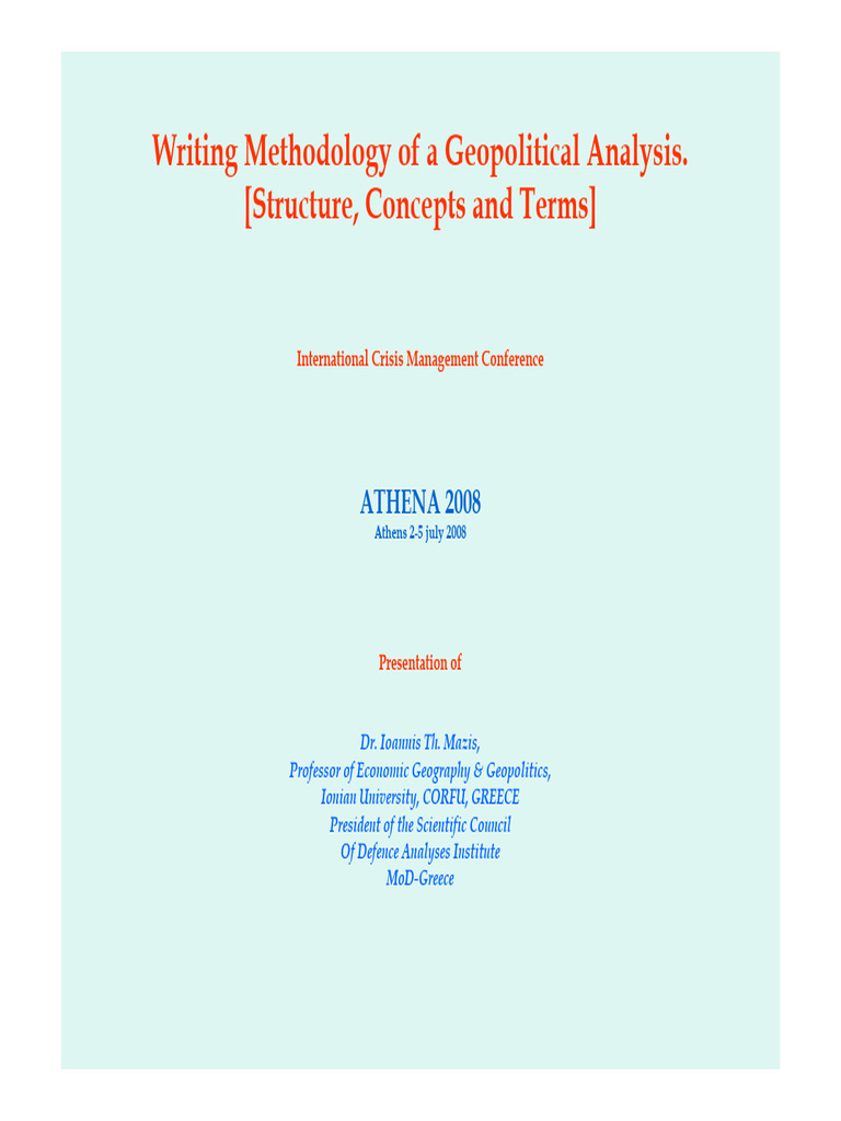 Writing Methodology of A Geopolitical Analysis. (Structure, Concepts ...