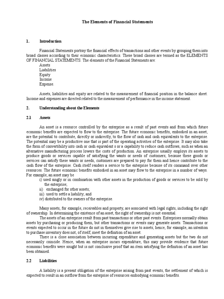 01 Elements of Financial Statements | PDF | Expense | Retained Earnings