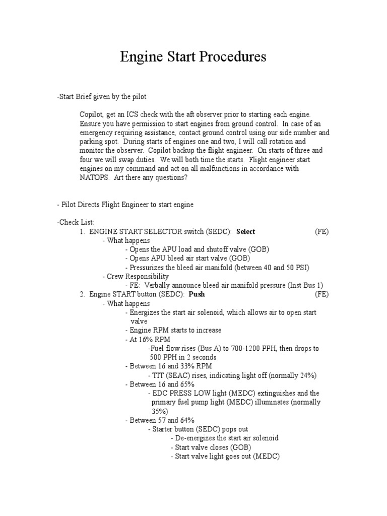 P3C Orion Engine - Startprocedur | PDF | Valve | Switch