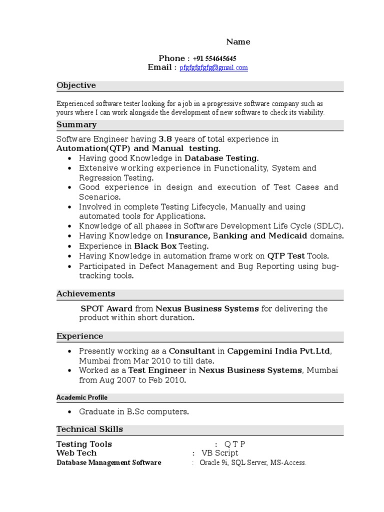 Testing Experience Resume | PDF | Software Bug | Software Engineering