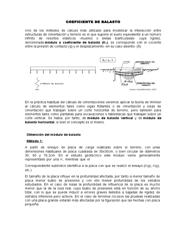 COEFICIENTE DE BALASTO.docx | Fundación (Ingeniería) | Rigidez