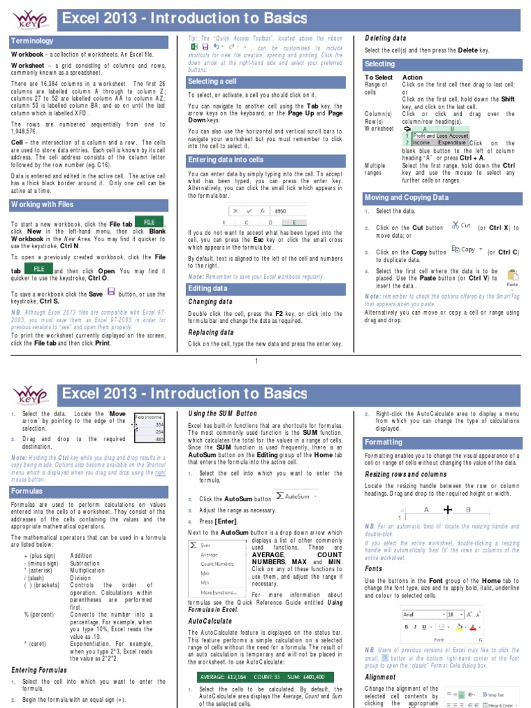 Basic Skills in Excel in 2013 | PDF | Microsoft Excel | Formula