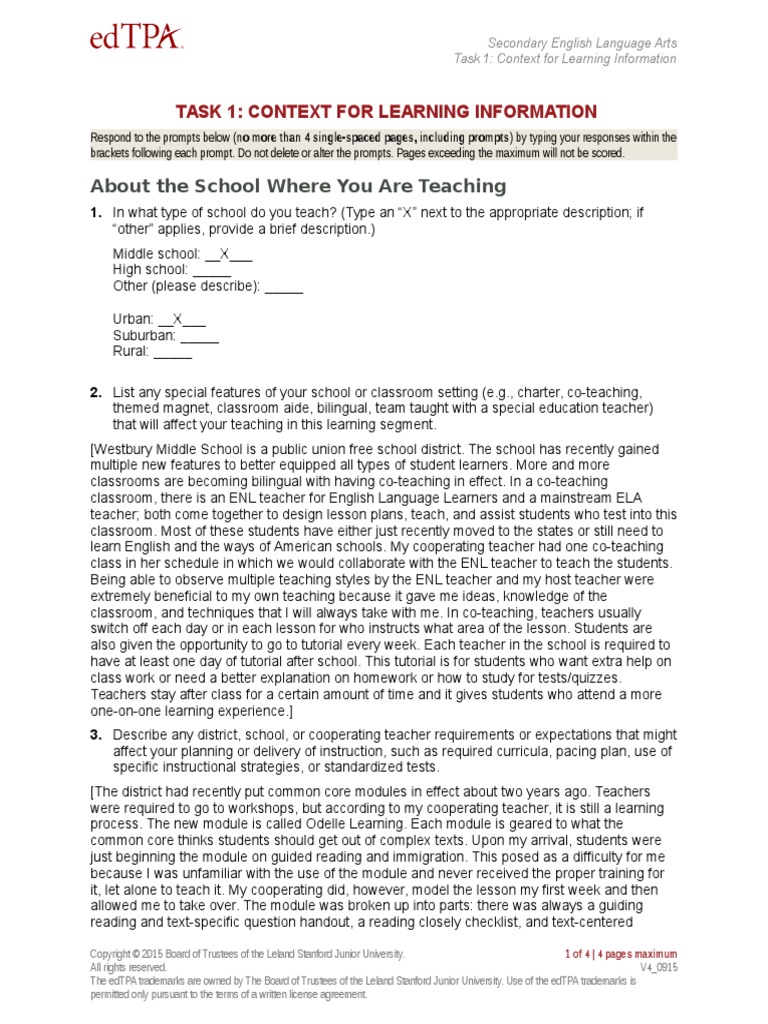 Task 1 Part A - Context For Learning Information | PDF | Individualized ...