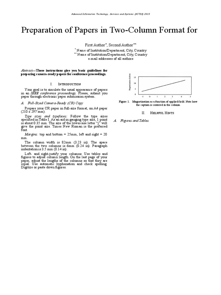 Preparation of Papers in Two-Column Format For: First Author, Second ...