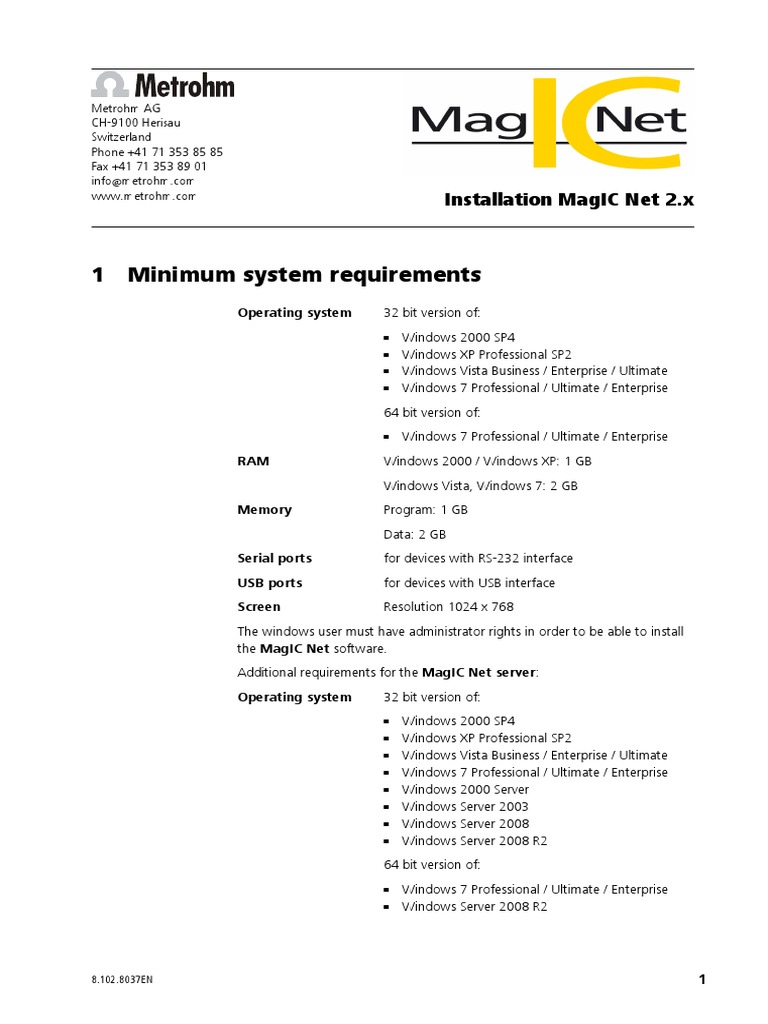 Installation MagIC Net 2.x | PDF | Installation (Computer Programs ...
