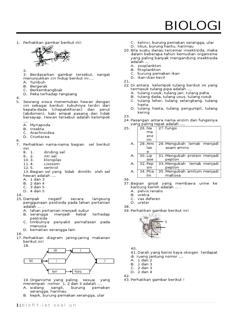 Soal Latihan Biologi SMP | PDF