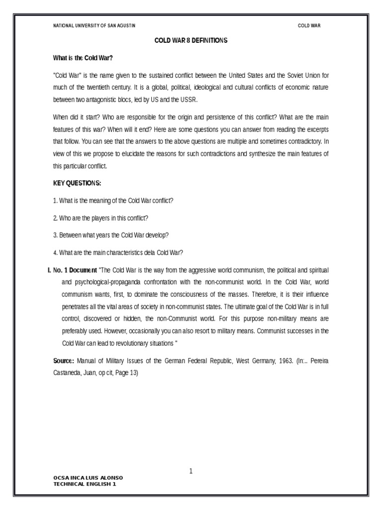 Cold War 8 Definitions Final Download Free Pdf Cold War Superpowers