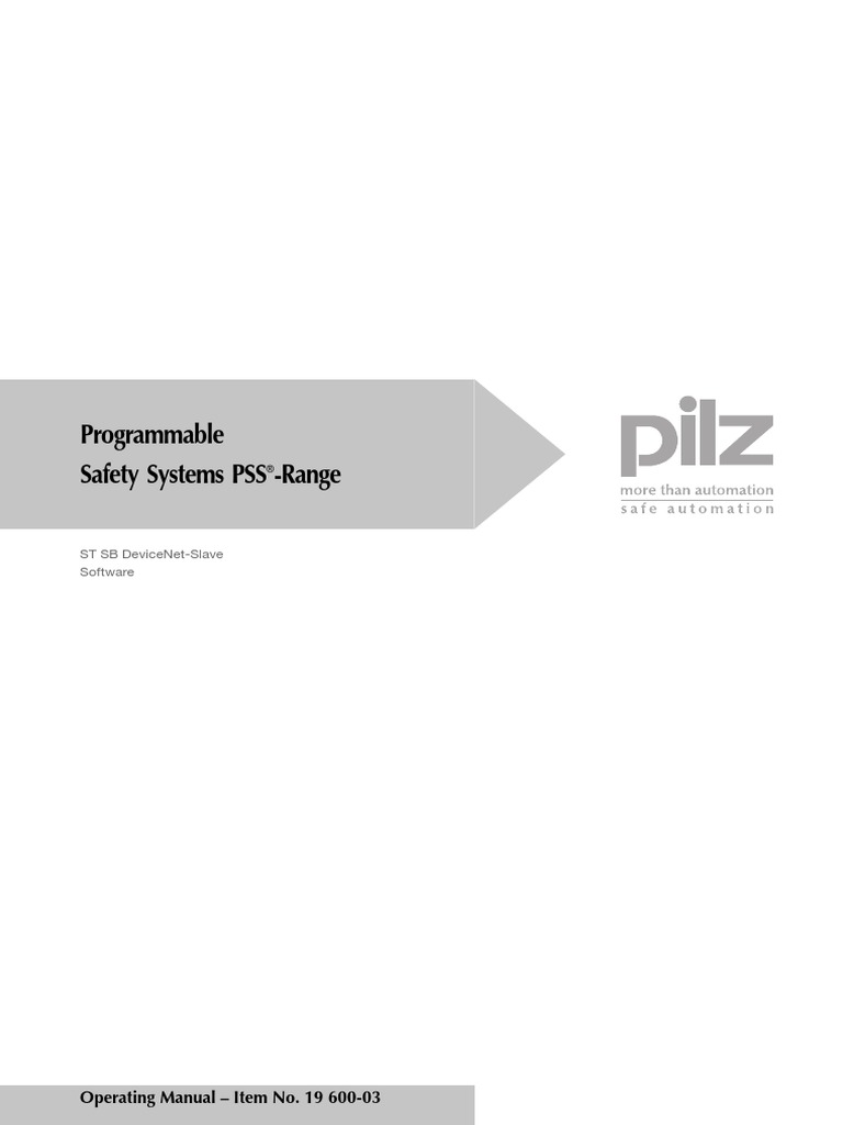 Programmable Safety Systems PSS - Range: Operating Manual - Item No. 19 600-03 | PDF | Parameter ...