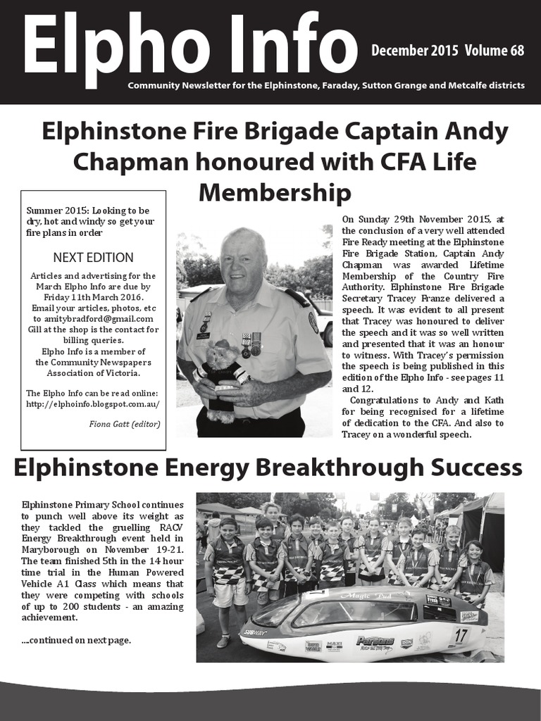 Elpho Info, Vol. 68, December 2015 | PDF | Firefighter | Flowers