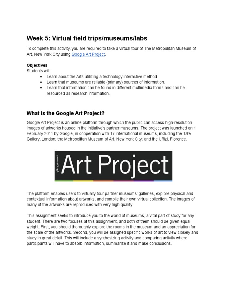 Week5 Virtualfieldtripsmuseumslabs | PDF | Social Science | History