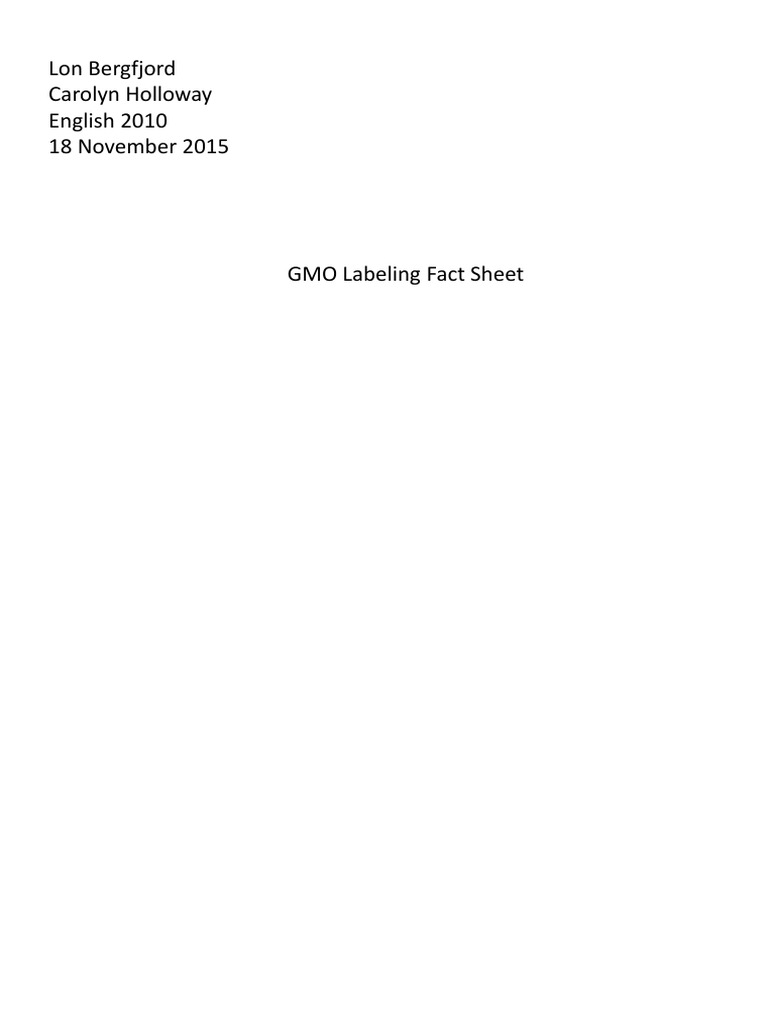 Gmo Fact Sheet | PDF | Wellness