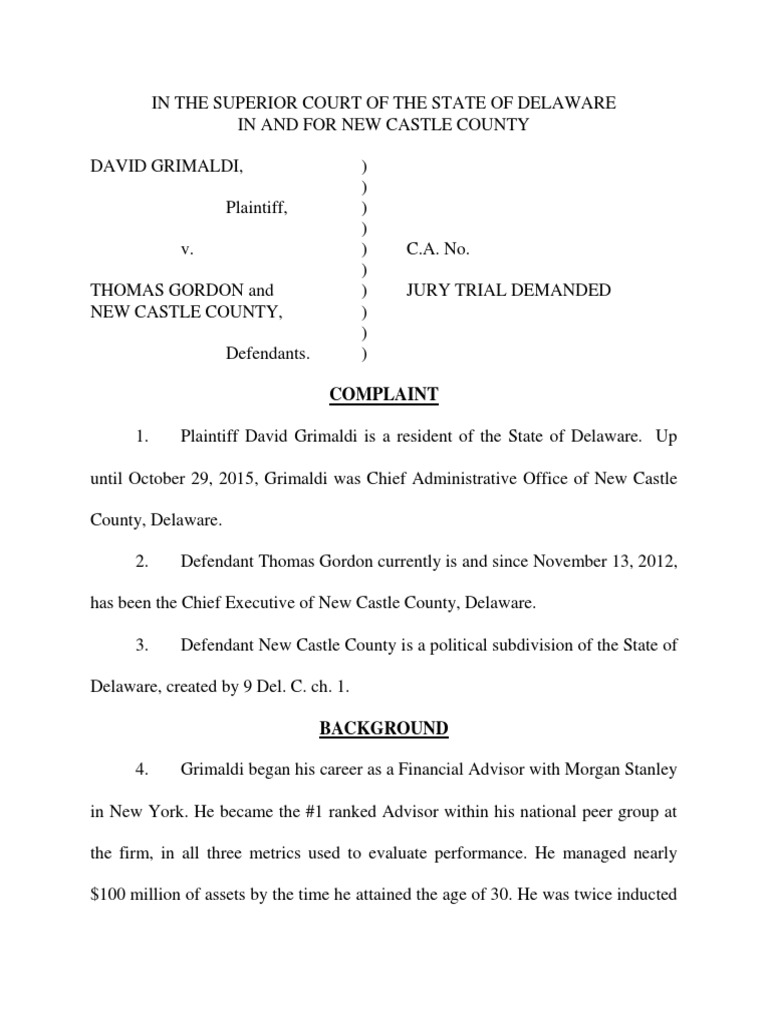 David Grimaldi v. Thomas P Gordon | PDF | Government | Business