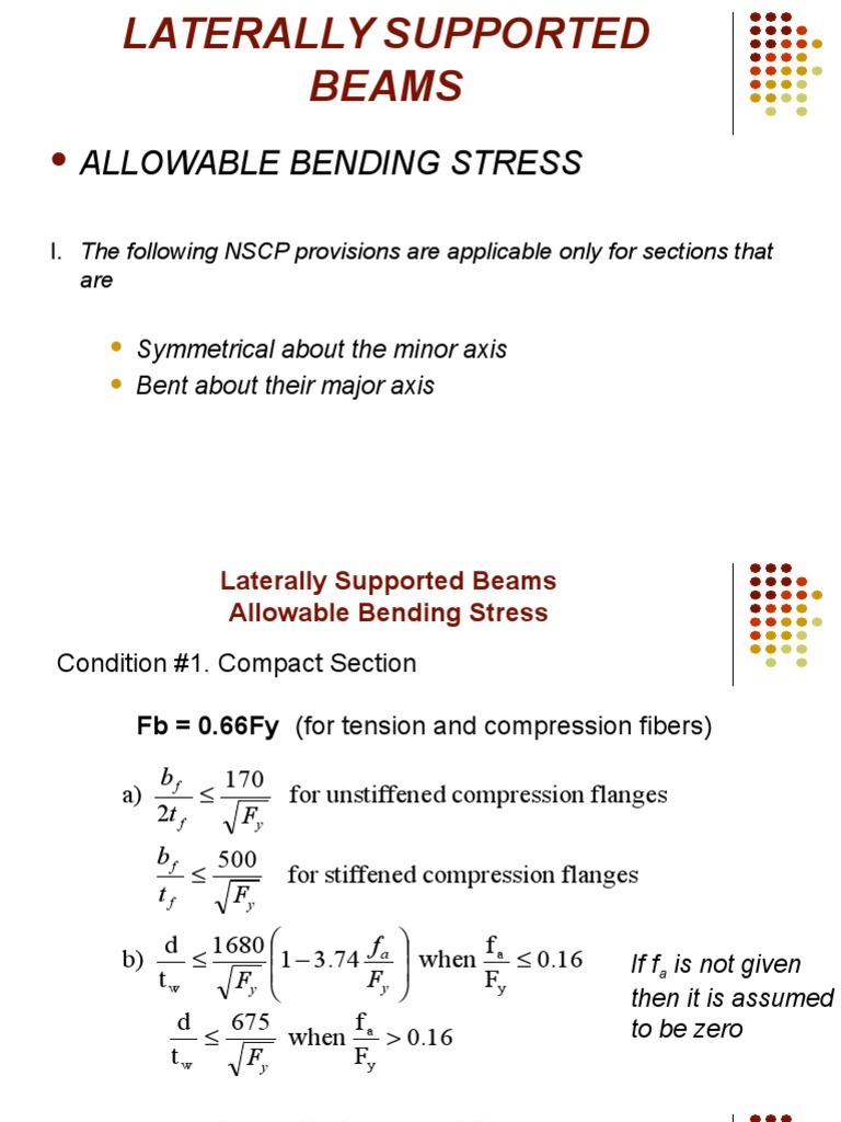 Allowable Bending Stress: Symmetrical About The Minor Axis Bent About ...
