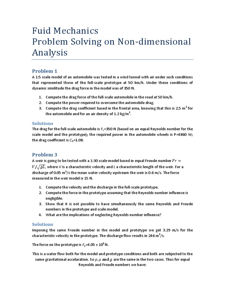 Non Dimensional Analysis | PDF | Reynolds Number | Drag (Physics)