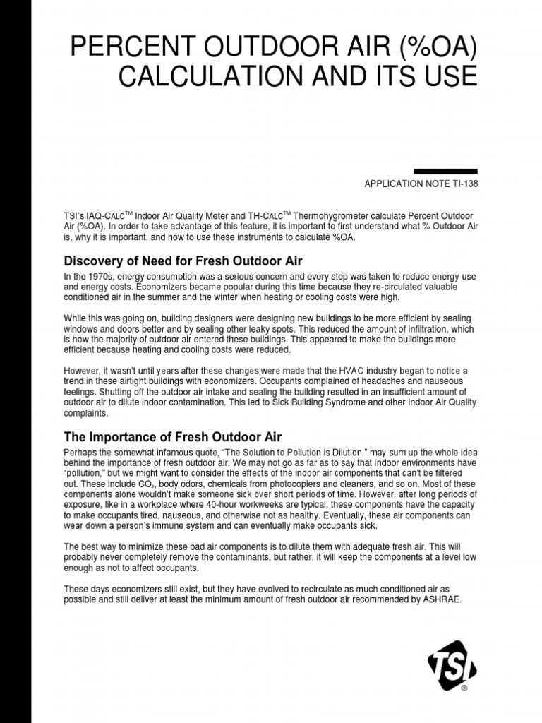 % Outdoor Air Calculation | PDF | Hvac | Atmospheric Thermodynamics