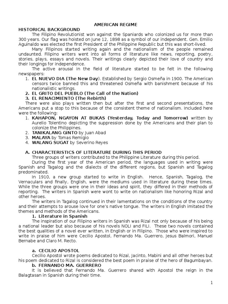 American Regime | Philippines | Short Stories