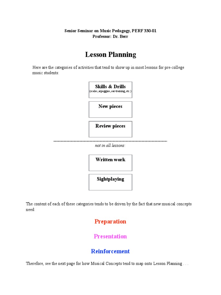 Music Pedagogy Lesson Planning Guide | PDF | Career & Growth | Language ...