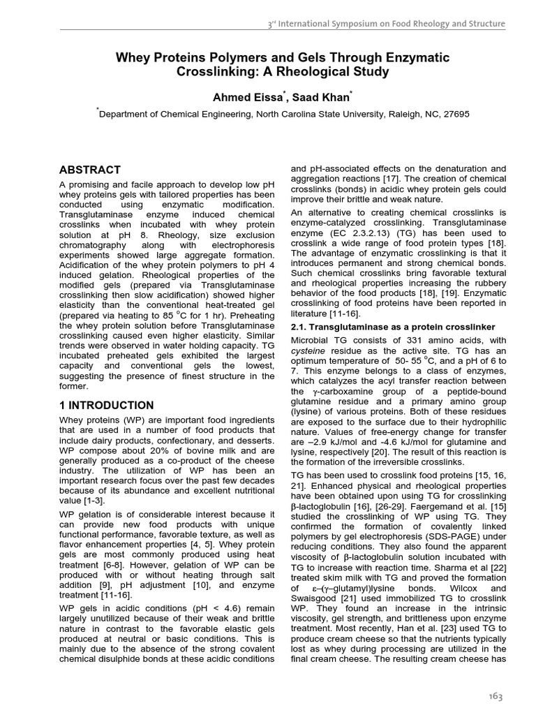 Enzymatic Cross-Linking of Milk Proteins | PDF | Gel Electrophoresis ...
