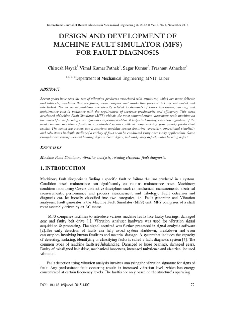 Design and Development of Machine Fault Simulator (MFS) For Fault ... Design and Development of Machine Fault Simulator (MFS) For Fault ...