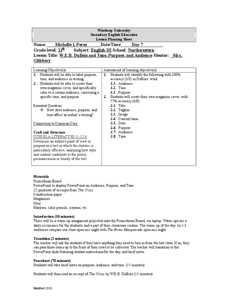 Analyzing Tone and Audience in English III | PDF | Audience ...