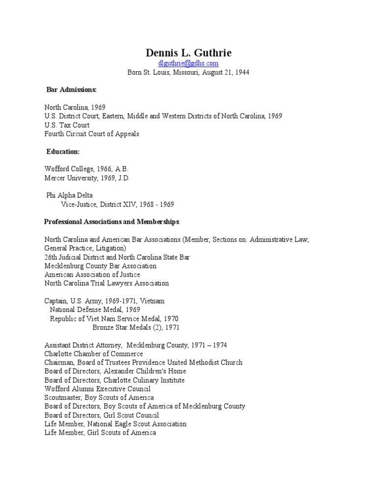 Dennis Guthrie Bio | PDF