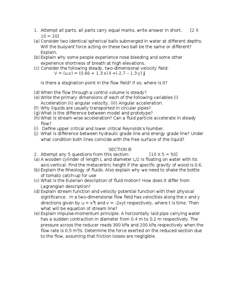 Modal Question | PDF | Buoyancy | Fluid Dynamics