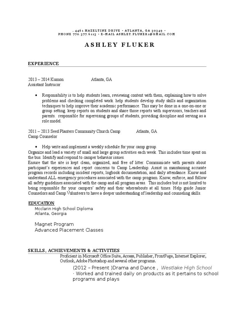 Ashley Resume 20155 | PDF | Career & Growth