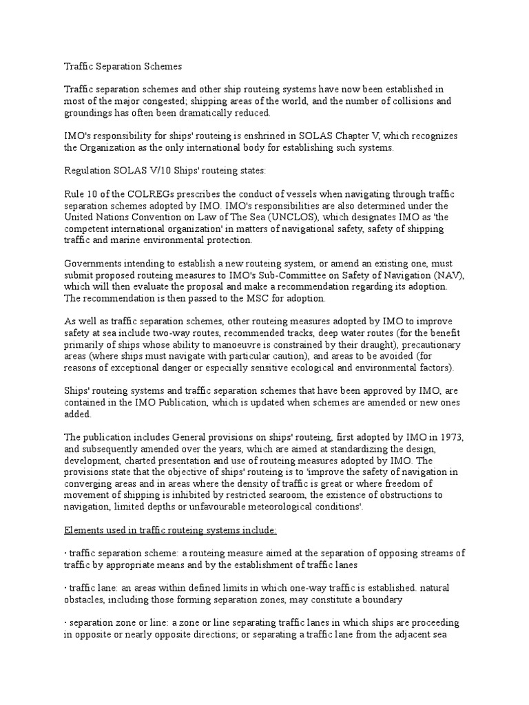 Traffic Separation Schemes | PDF | Traffic | Water Transport