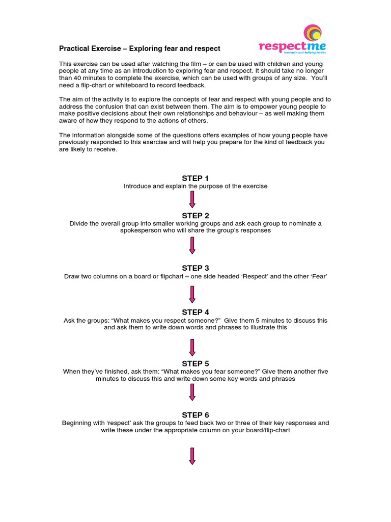 Practical Exercise - Exploring Fear and Respect: Step 1 | PDF | Self ...